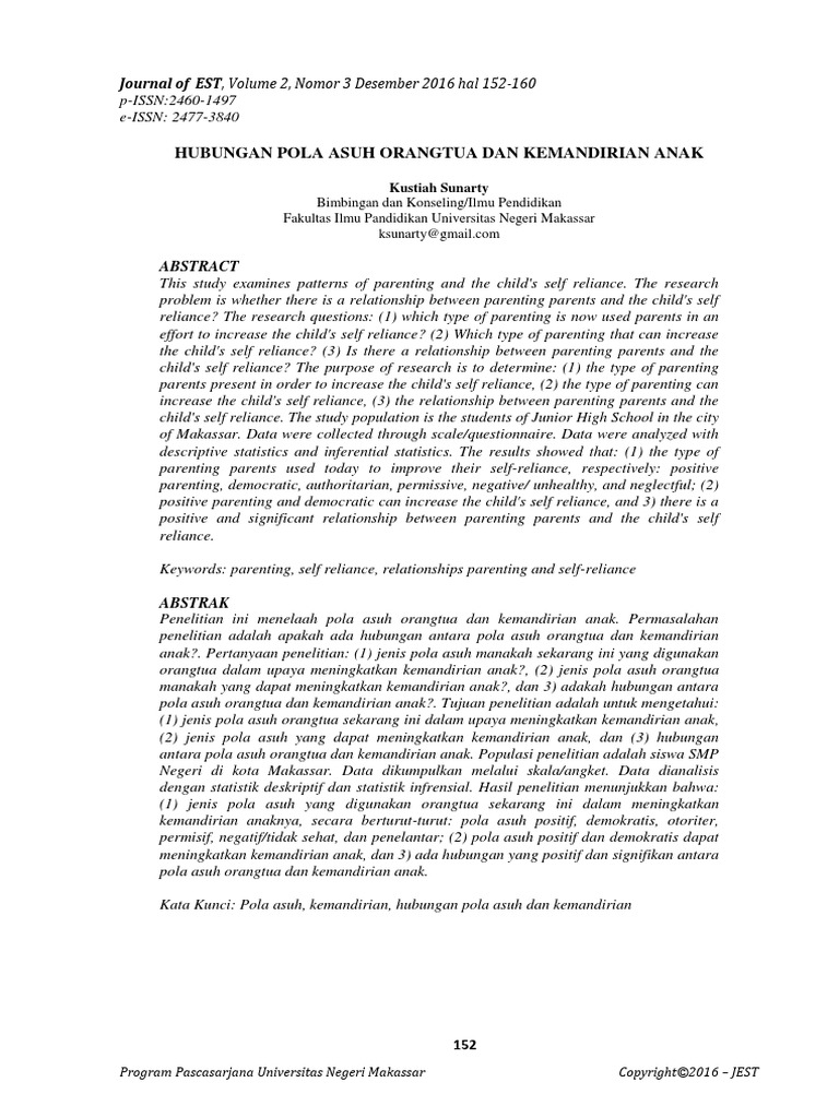 Hubungan Pola Asuh Orang Tua Dan Kemandirian Anak | PDF