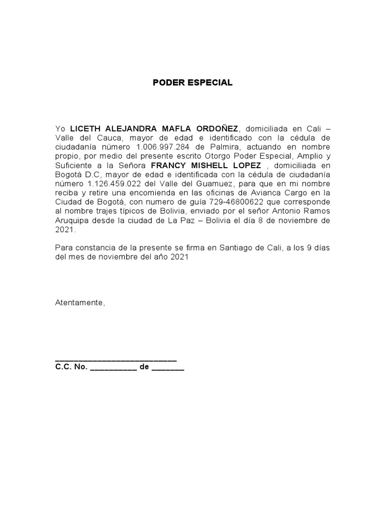 Poder Especial en Colombia | PDF