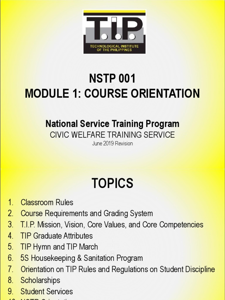 NSTP 001 Module 1: Course Orientation: National Service Training Program | PDF | Human Nature