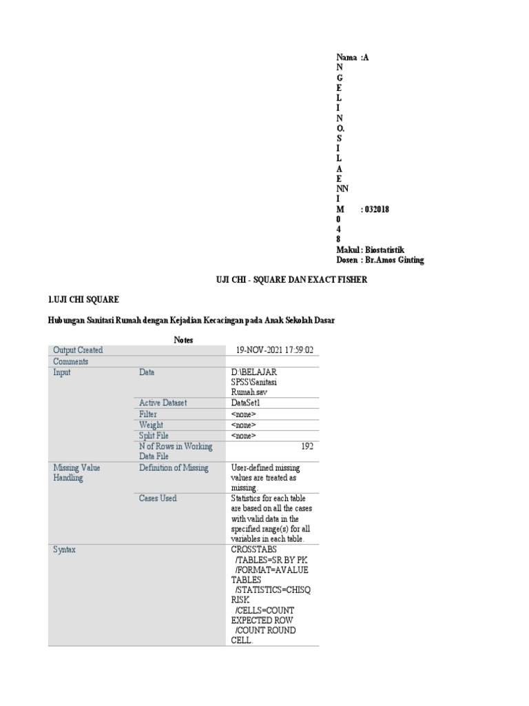 Uji Chi - Square Dan Exact Fisher-1 | PDF | Statistical Inference ...