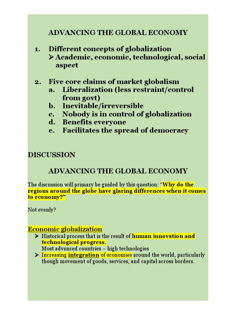 Advancing The Global Economy | PDF | Globalization | International ...