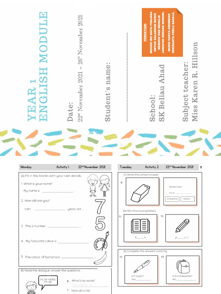 Year 1 English Module | PDF