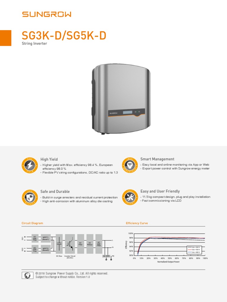 SG3 - 5K D Datasheet | PDF | Alternating Current | Power Inverter