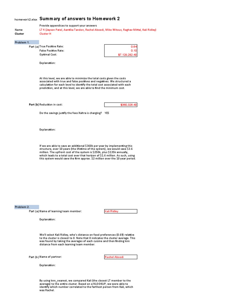 Summary of Answers To Homework 2 | PDF | Analysis | Error