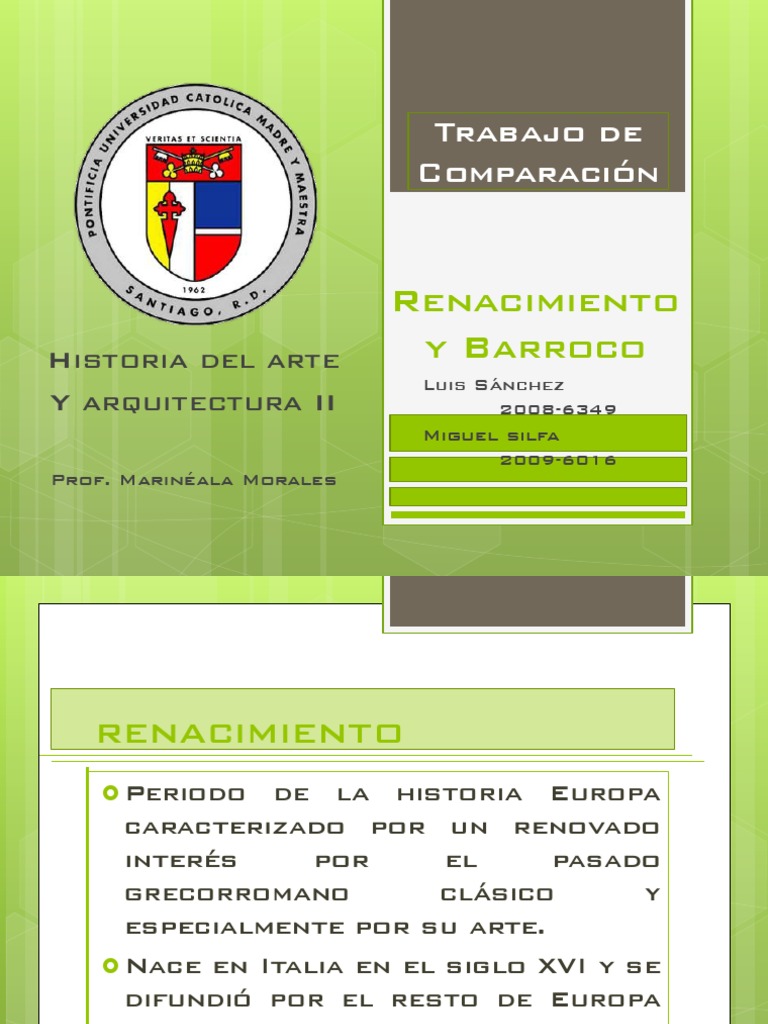 Comparacion Renacimiento y Barroco | PDF | Pinturas | Renacimiento