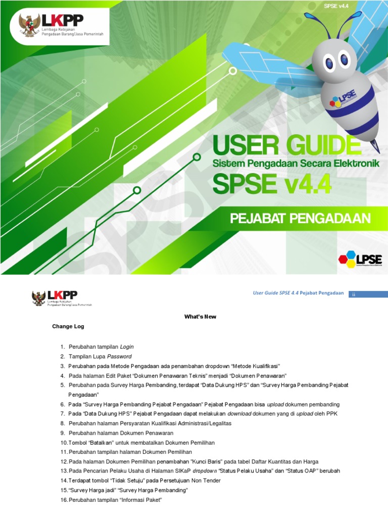 Panduan Penggunaan SPSE 4.4 Pejabat Pengadaan | PDF
