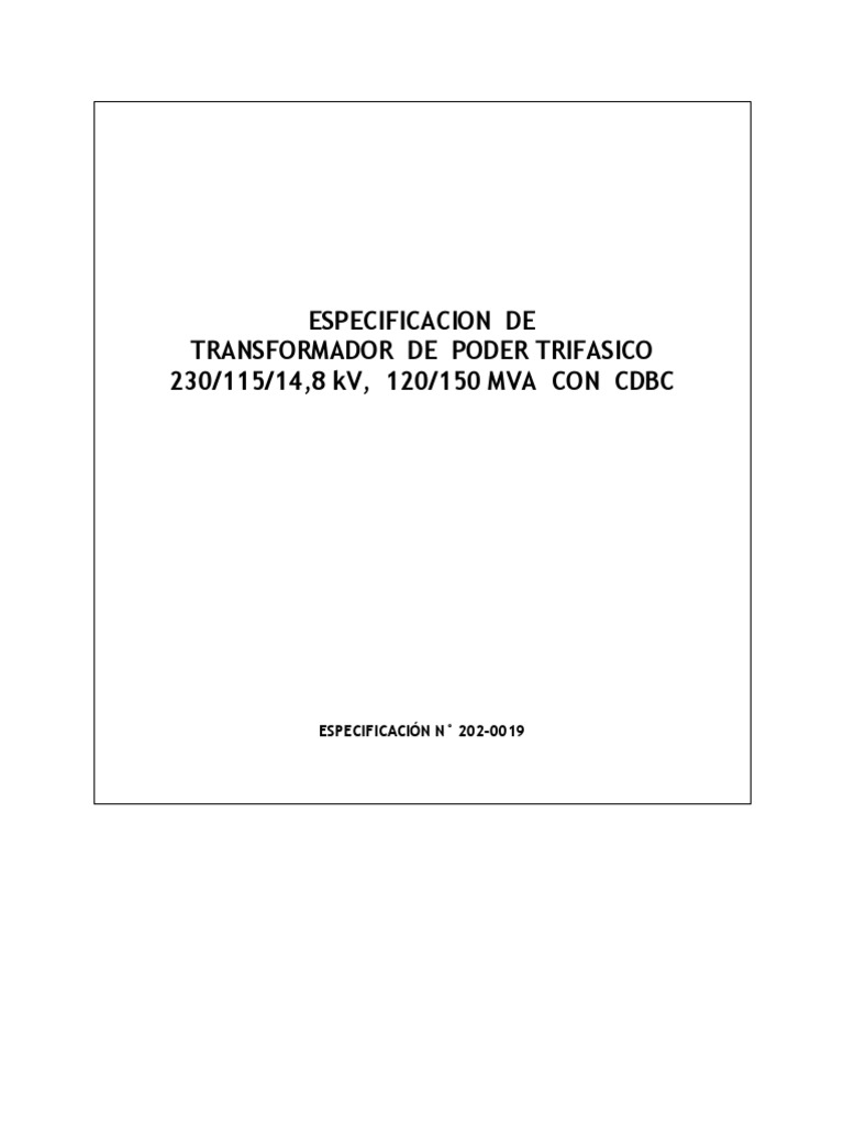 CGE TRAF 230-115-14.8-120-150 Traf Poder | PDF | Transformador ...