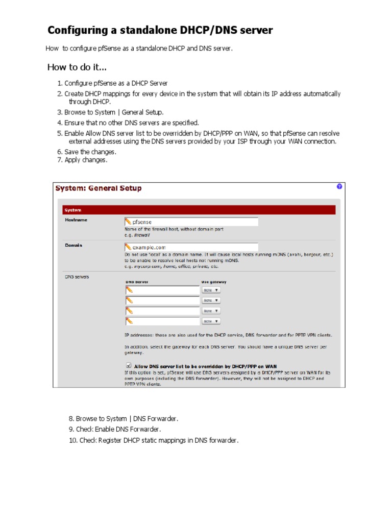 PFsense - Configuring A Standalone DHCP & DNS Server | PDF