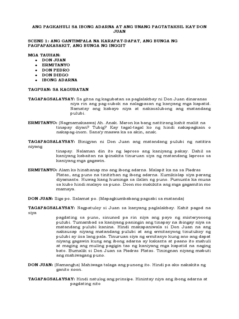 Script - Ibong Adarna | PDF