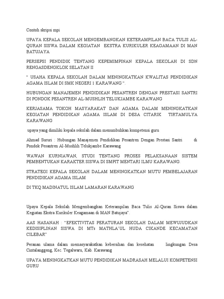 Contoh Skripsi Mpi | PDF