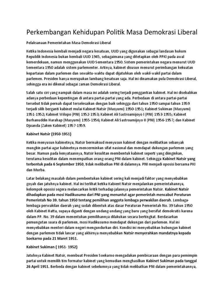 Dinamika Kabinet dalam Demokrasi Liberal | PDF