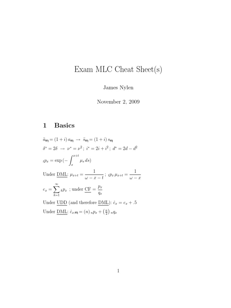 MLC Cheat Sheet | PDF | Probability Theory | Statistical Theory