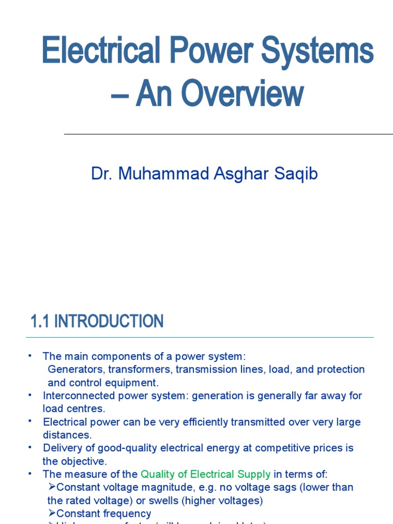 Lecture 1 - Power Systems Overview | PDF | Electric Power Transmission ...