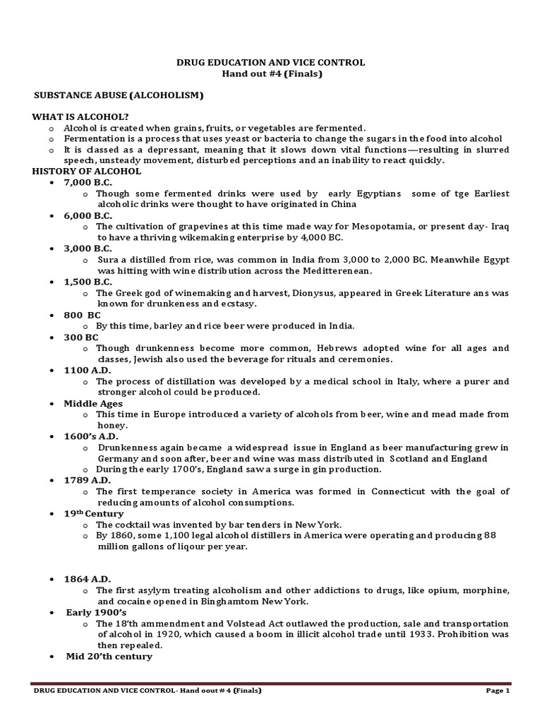 Alcohol Hand Out | PDF | Alcoholic Drinks | Alcoholism