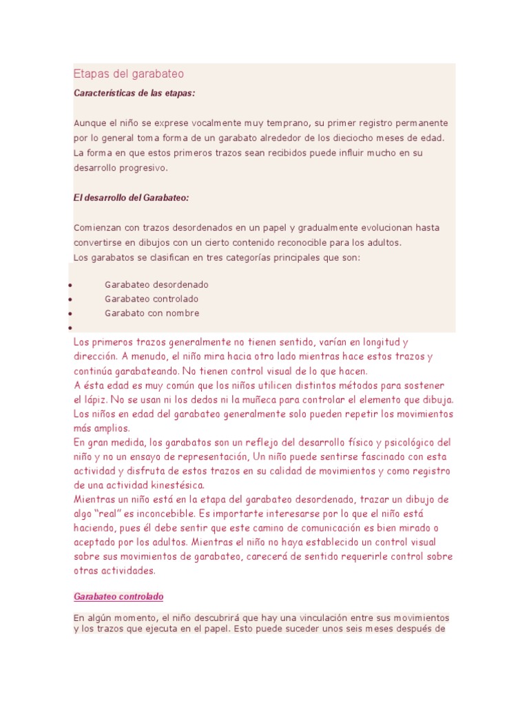 Resumen de Etapas Del Garabateo | PDF | Color | Dibujo