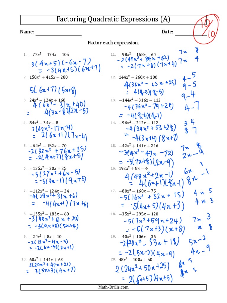 Factoring X2bxc Worksheet