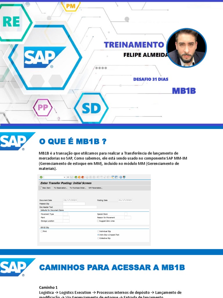 Transação MB1B no SAP: Guia Prático | PDF | Computadores