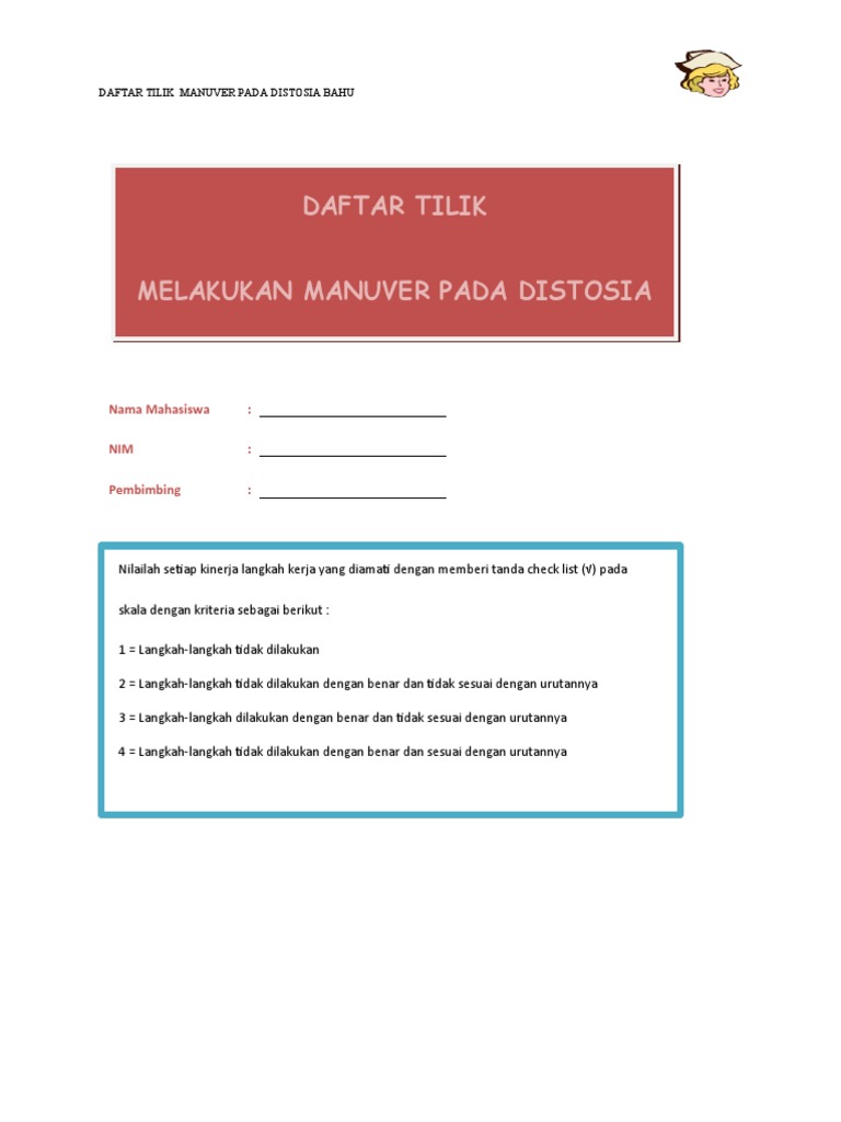 Daftar Tilik Manuver Distosia Bahu | PDF