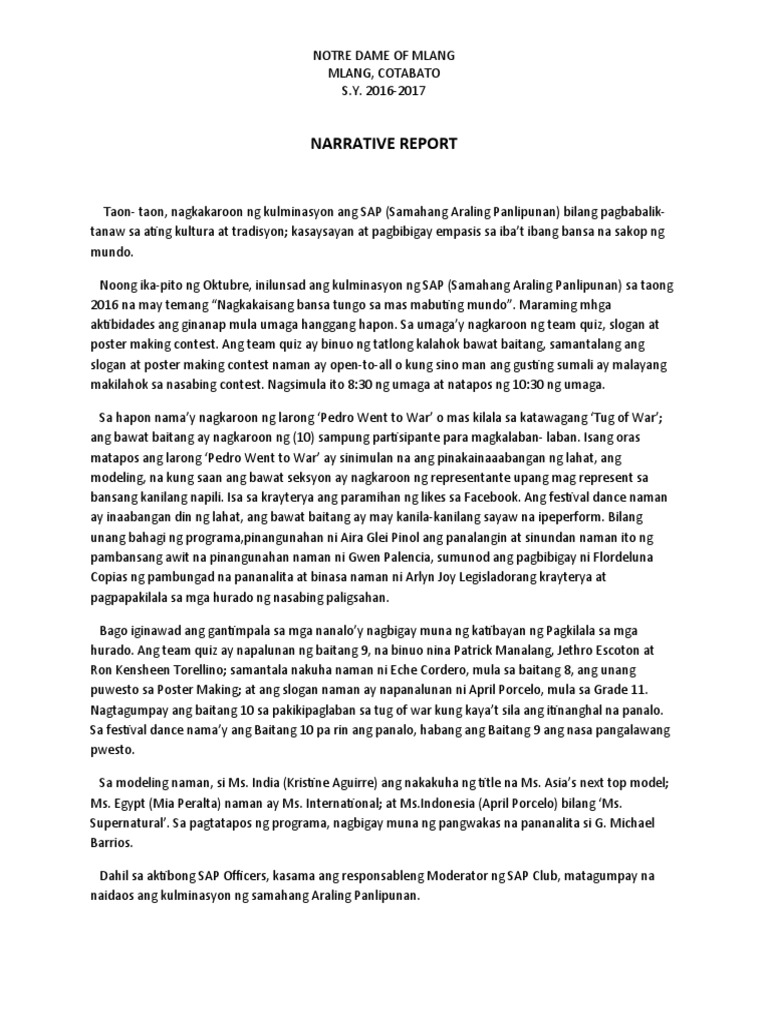 Narrative Report | PDF