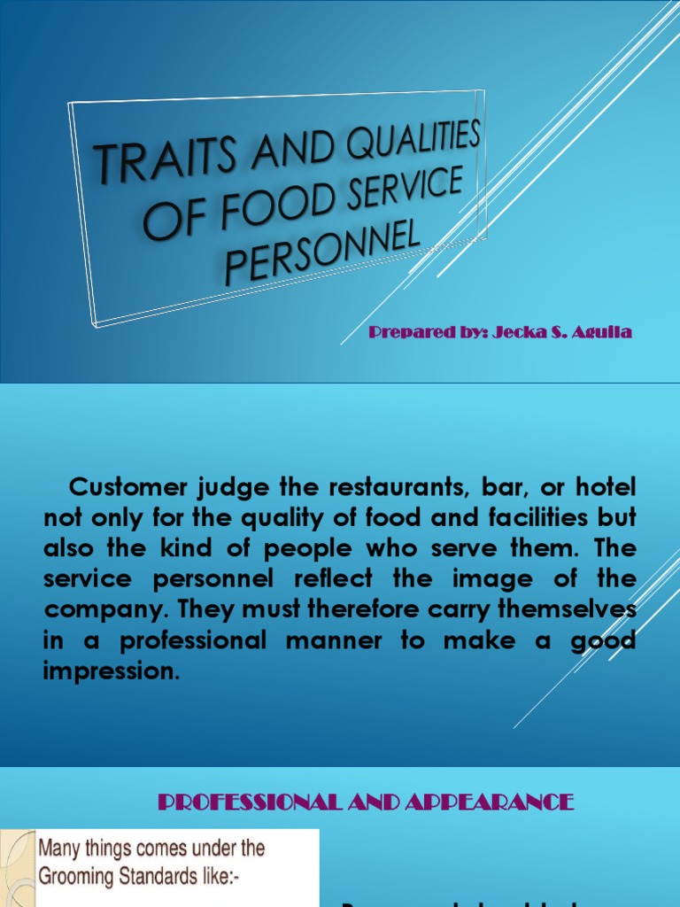 Traits and Qualities of Food Service Personnel | PDF | Foods | Social ...