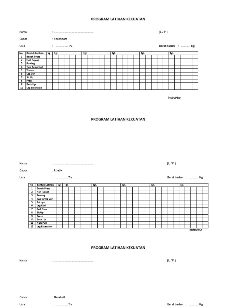 Program Latihan Kekuatan | PDF | Weight | Individual Sports