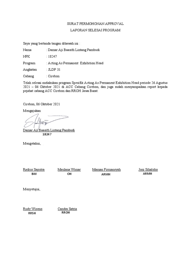 Surat Permohonan Approval | PDF