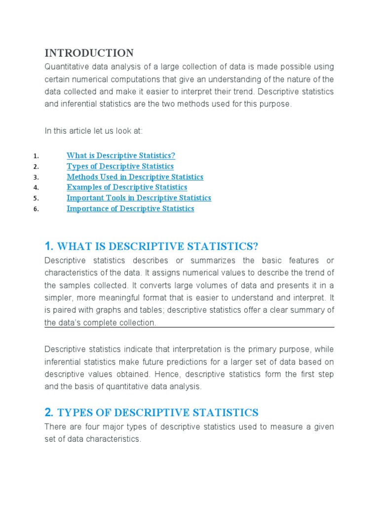 Descriptive Statistics in Quantitative Research | PDF | Descriptive ...
