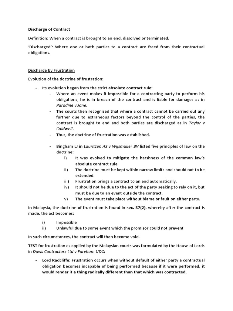 LOC2-Discharge of Contracts | PDF | Breach Of Contract | Legal Ethics