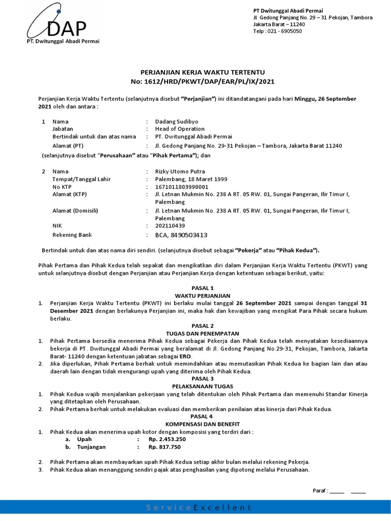 PKWT Agreement | PDF