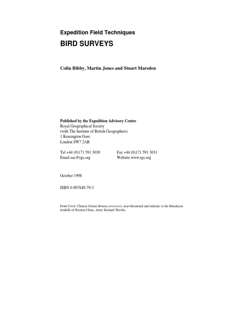 Expedition Field Techniques BIRD SURVEYS | PDF | Confidence Interval ...