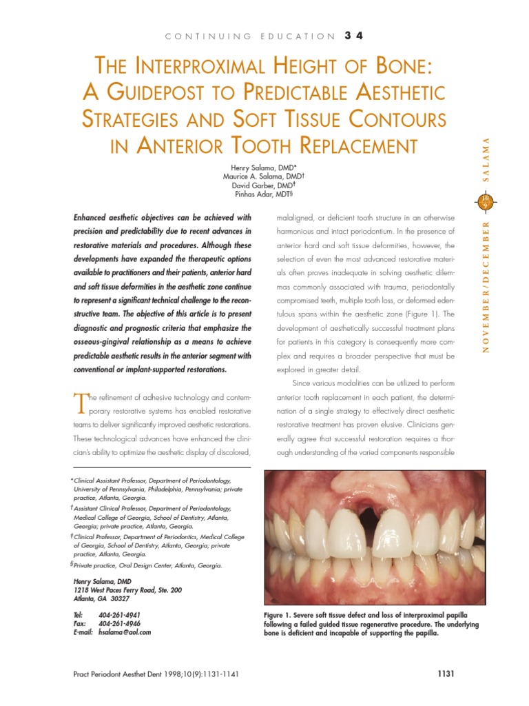 Salama 1998 The Interproximal Height of Bone - A Guidepost To ...