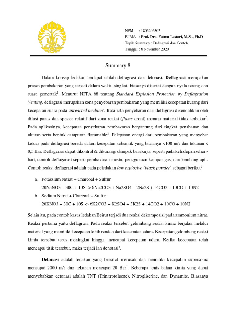 Proses dan Contoh Deflagrasi | PDF