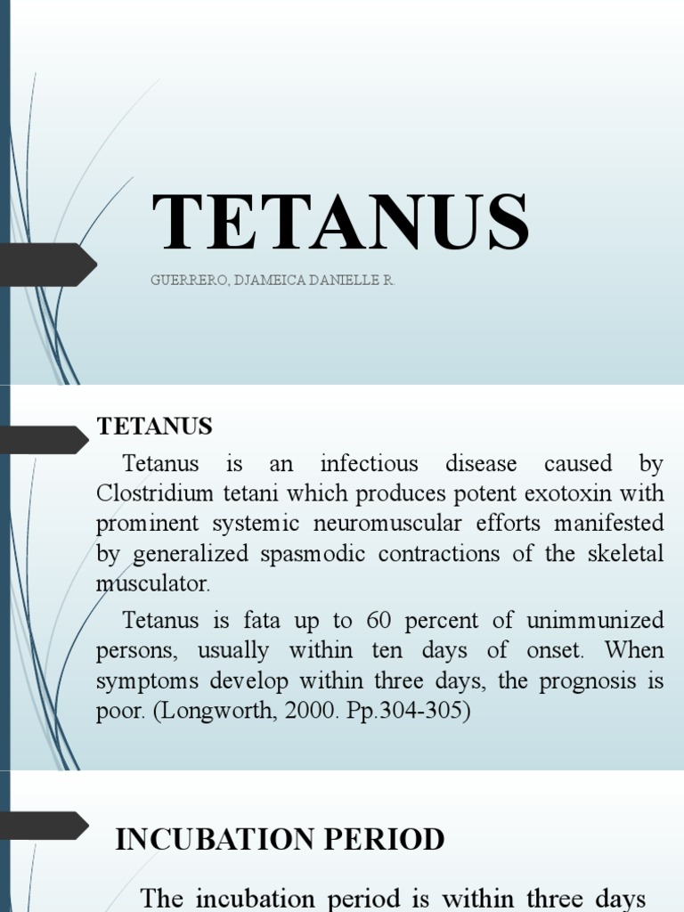 Tetanus: Symptoms, Incubation, and Treatment | PDF | Clinical Medicine ...