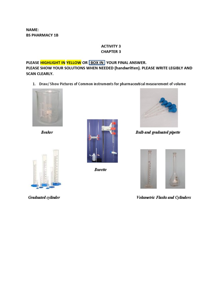 Measuring Instruments and Weight Calculations in Pharmacy | PDF ...