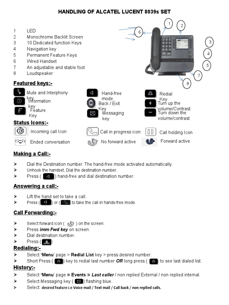 Handling of Alcatel Lucent 8039S Set | PDF | Software | Telecommunications