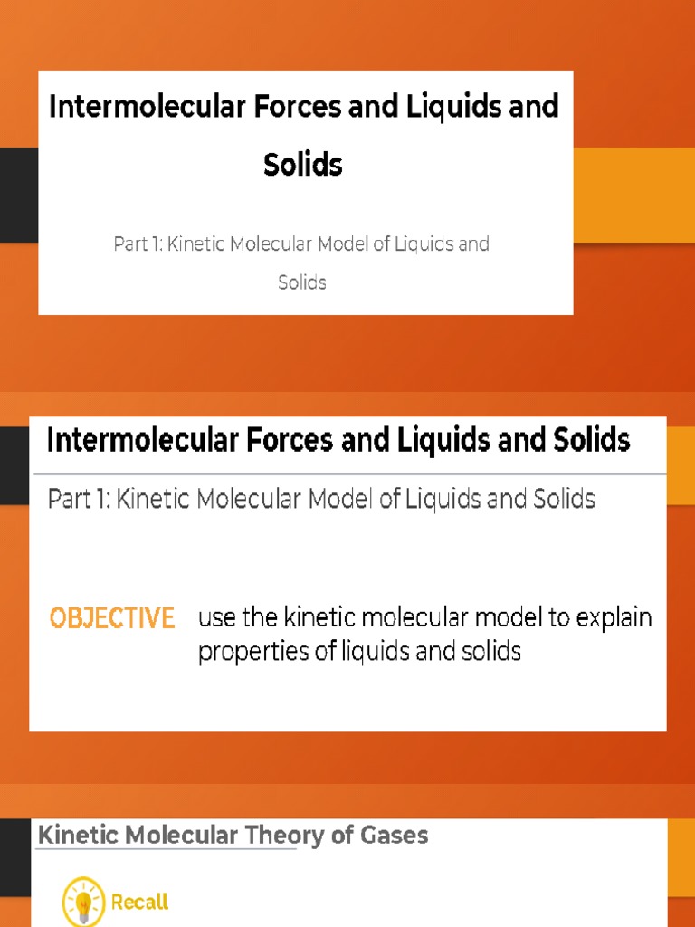 Kinetic Molecular Model of Solids and Liquids | PDF