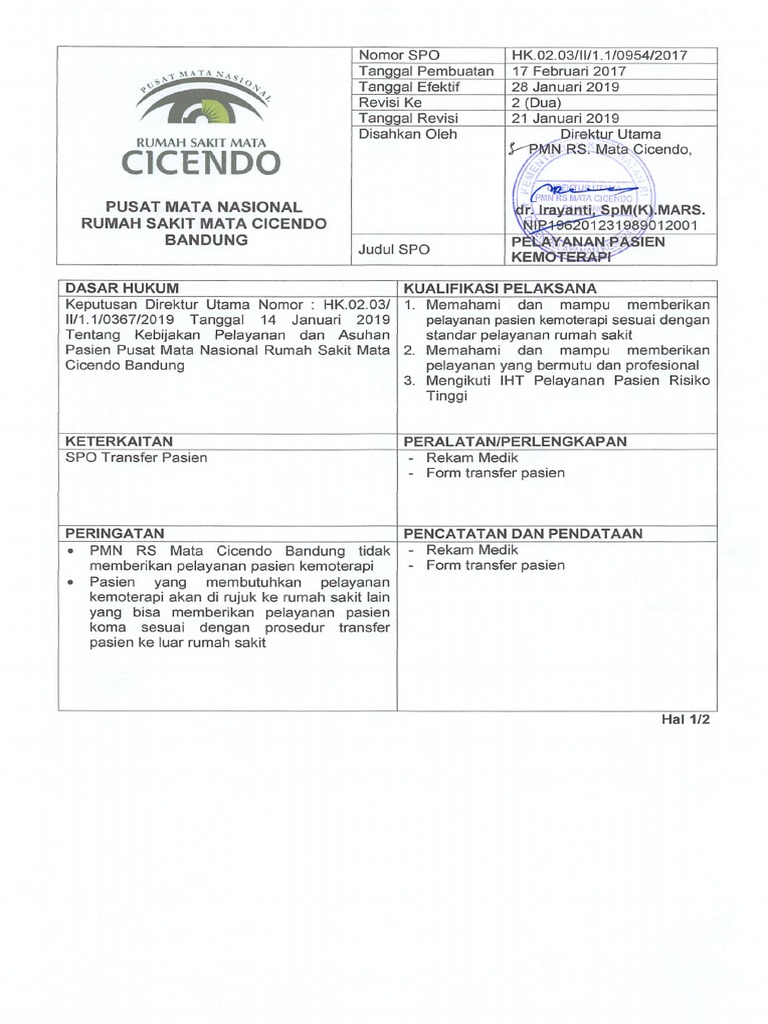 SOP Pemberian Kemoterapi Anak | PDF
