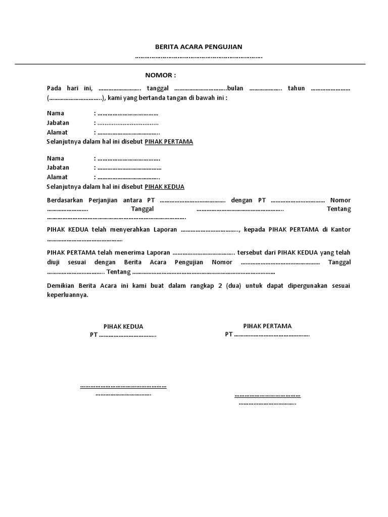 Contoh BAp (Berita Acara Pengujian) | PDF