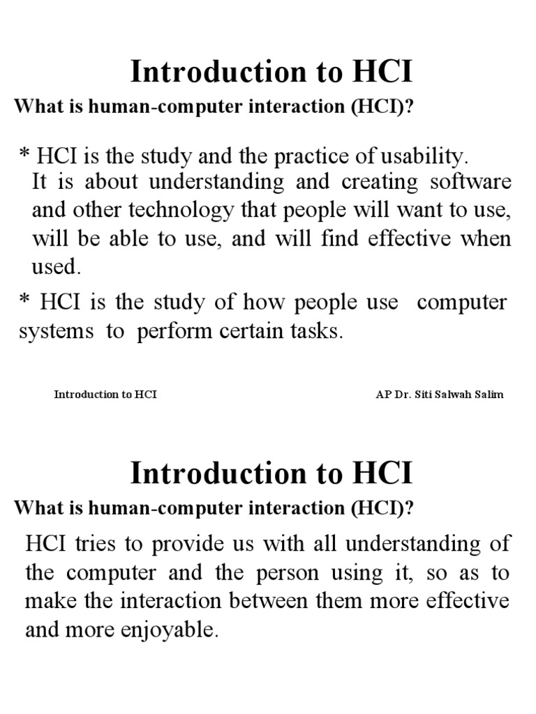Introduction To Hci What Is Human Computer Interaction Hci Pdf Human Computer