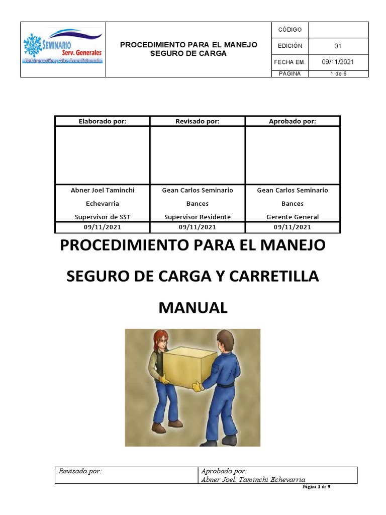 Procedimiento Manejo Manual de Cargas | PDF