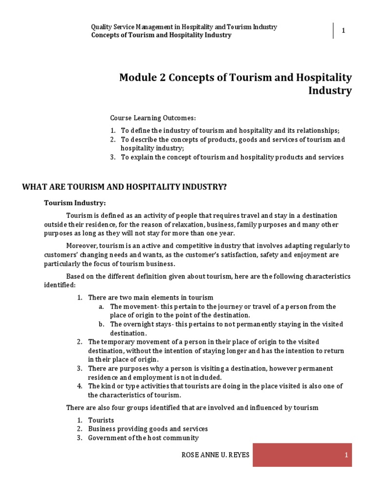 Understanding the Foundations of Tourism and Hospitality: Products ...