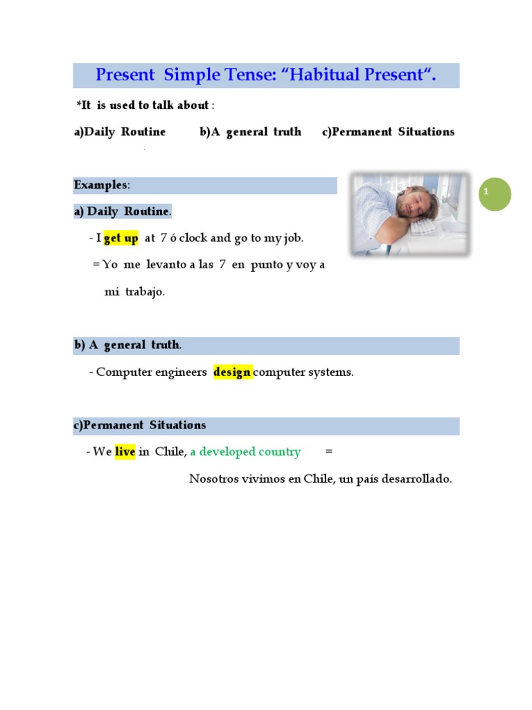 Present Simple Tense - Summary (English 1-2020) | PDF | Comma | English ...