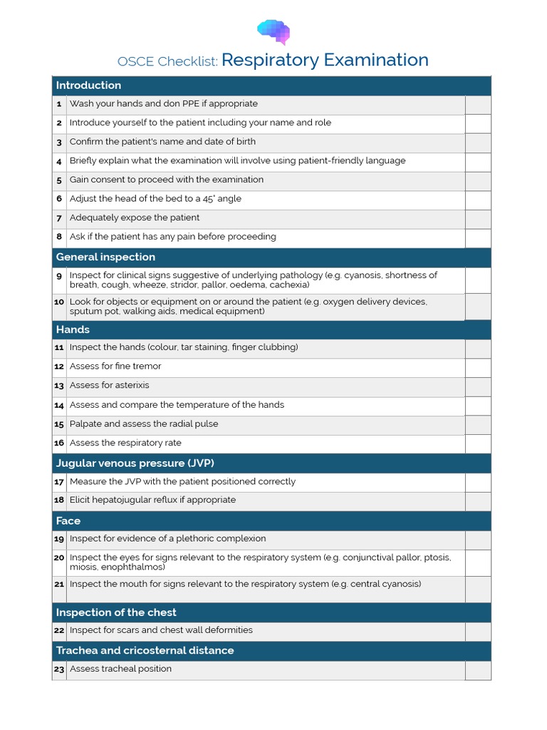 OSCE Checklist Respiratory Examination | PDF | Respiratory System | Thorax