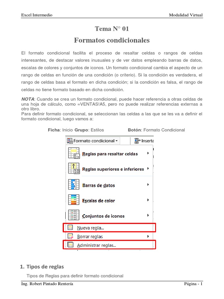 Clase 01 - Formato Condicional | PDF | Microsoft Excel | Hoja de cálculo