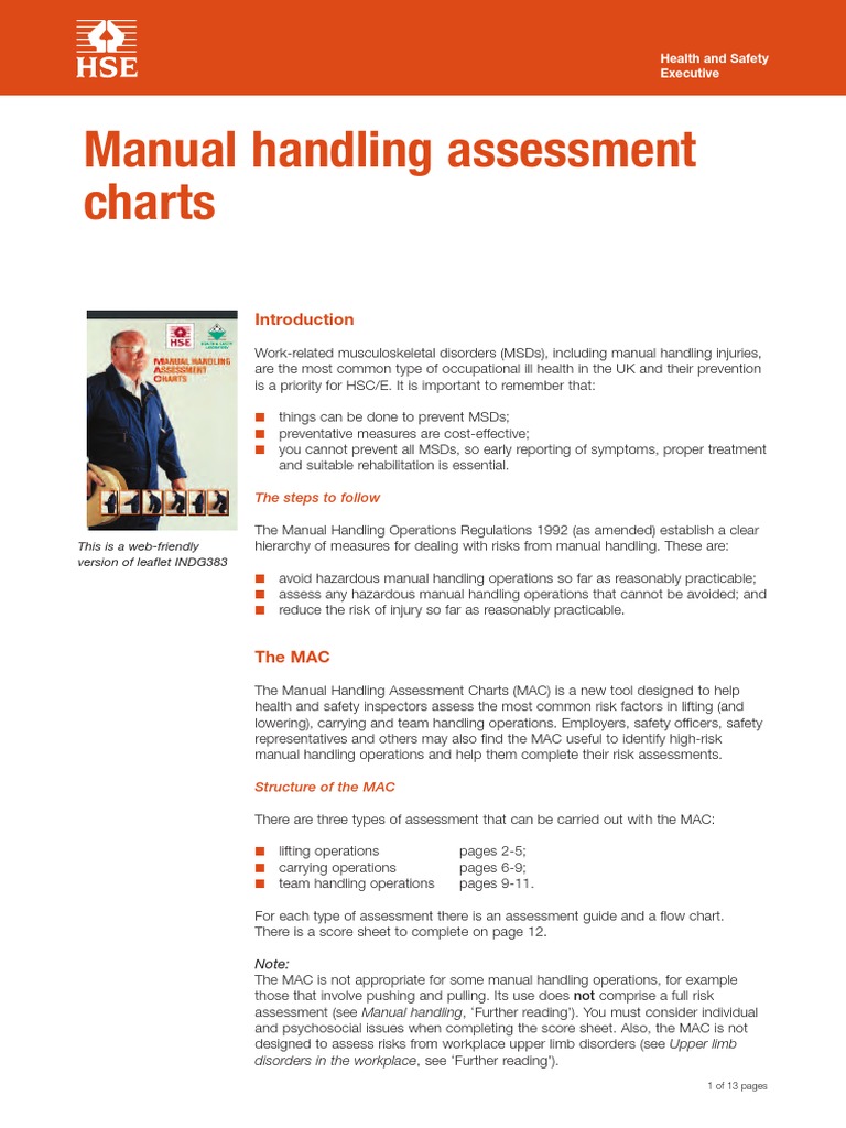 HSE - Manual Handling Asessment Chart | PDF | Risk | Occupational ...