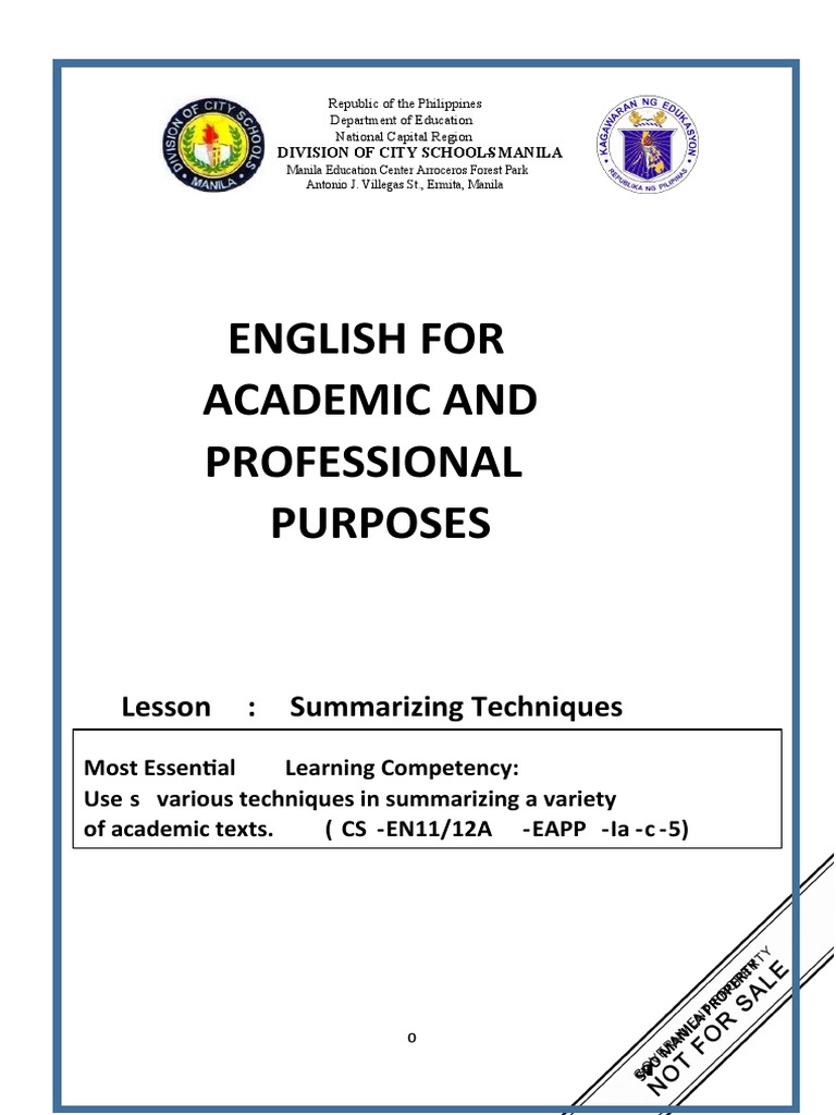 EAPP - Summarizing Techniques Mod3 | PDF | Composers | Thesis