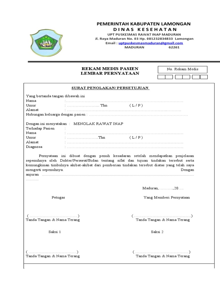Form Persetujuan Dan Penolakan Rujukan | PDF