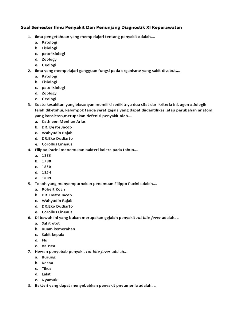 Soal Ippd Sem.1 Xi Keperawatan | PDF