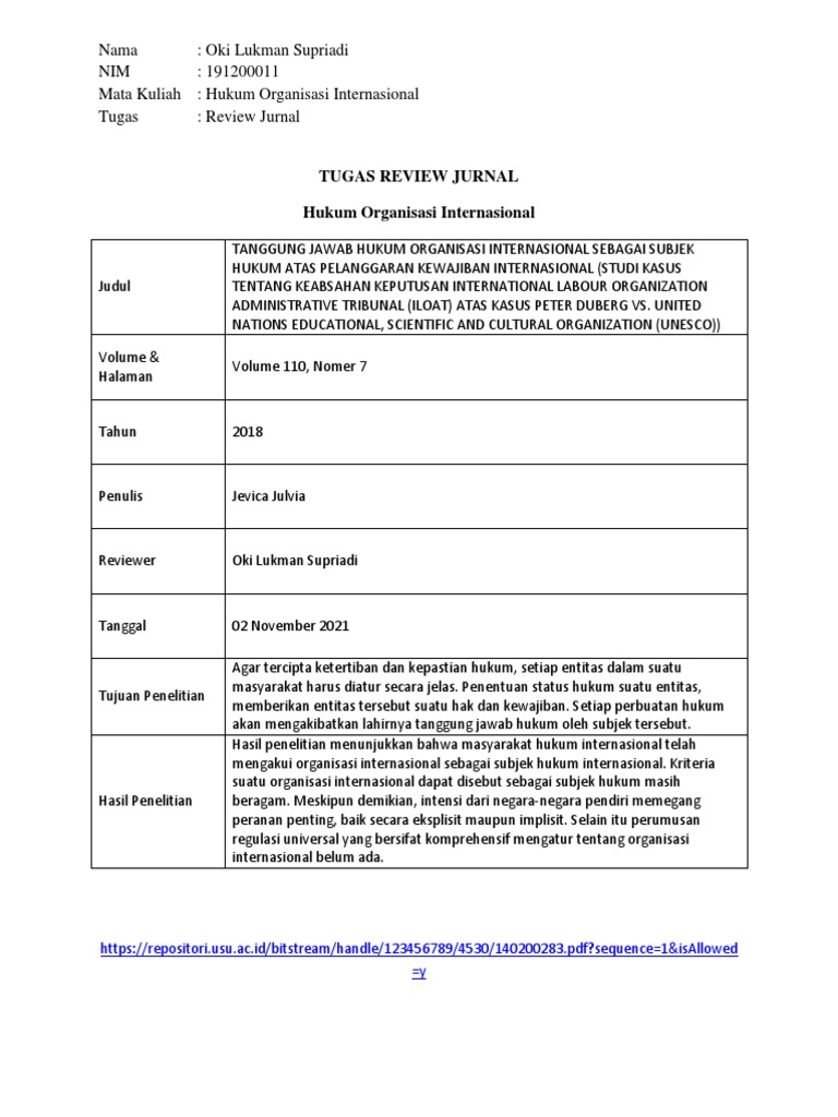 Tugas Review Jurnal HK Organisasi Internasional | PDF | Sains & Matematika