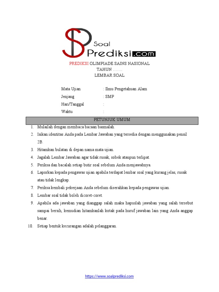 Soal OSN IPA SMP | PDF